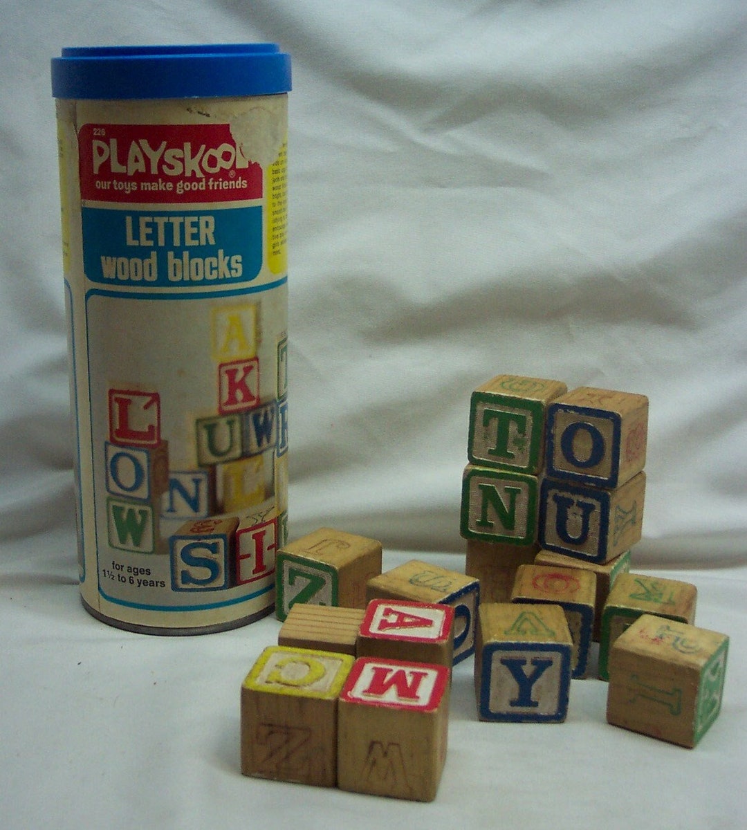 Vintage 1974 Playskool LETTER WOOD BLOCKS Wooden Building Learning ...