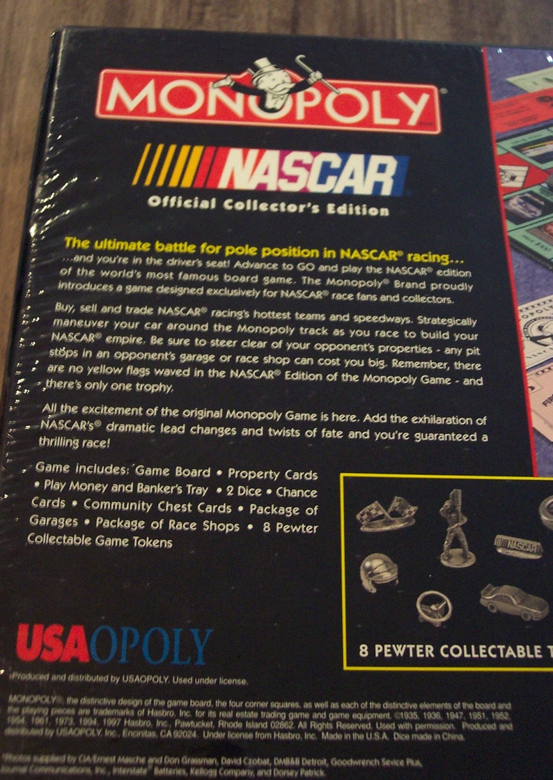 Vintage Milton Bradley 1997 NASCAR MONOPOLY Board Game Complete - Etsy