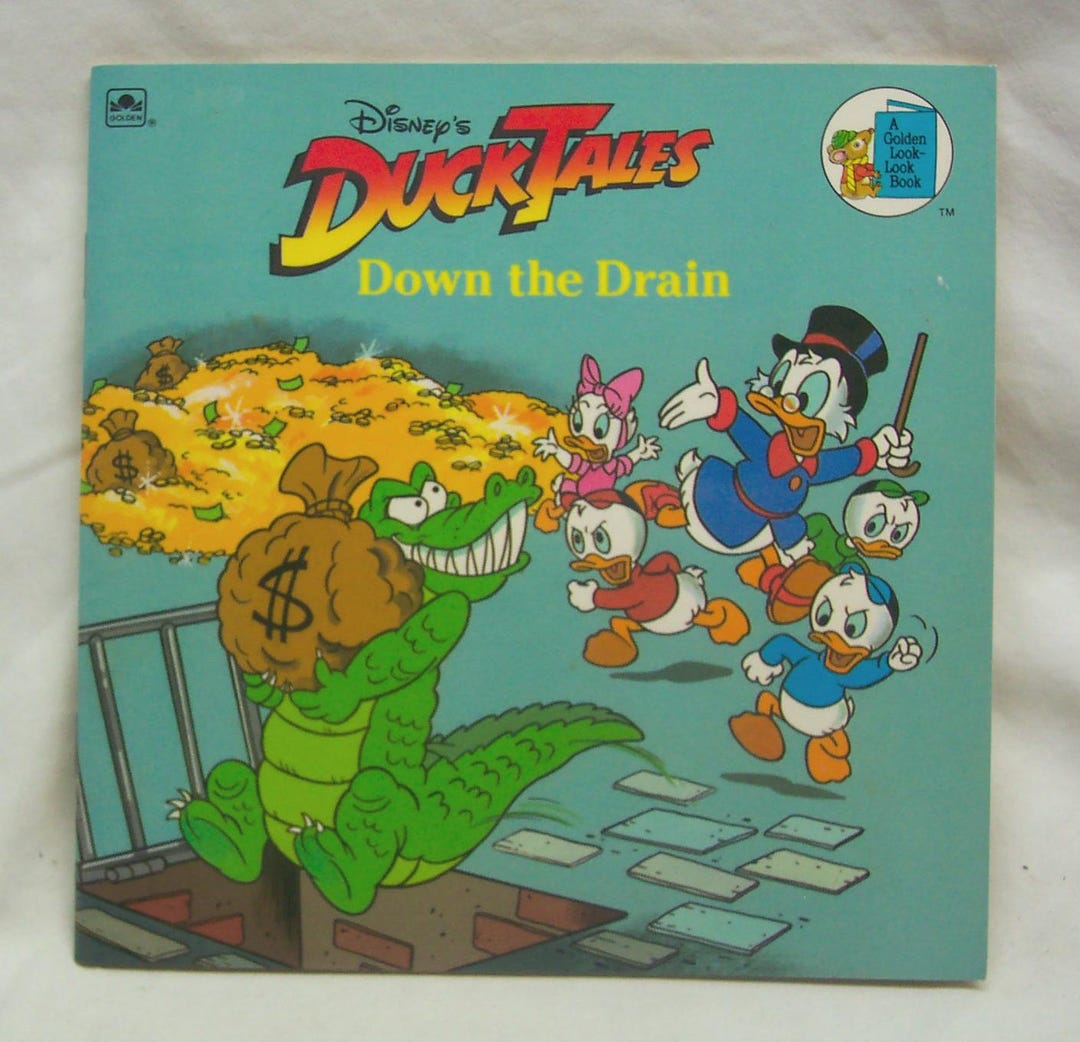 Vintage 1990 Walt Disney DUCKTALES Down the Drain Children's BOOK Duck ...