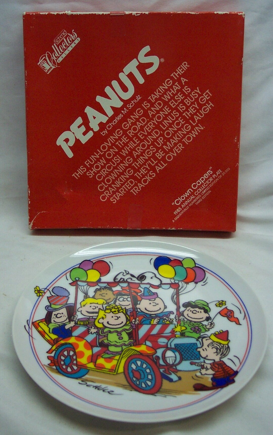 Vintage 1985 Schmid PEANUTS CLOWN CAPERS Commemorative Collector's ...