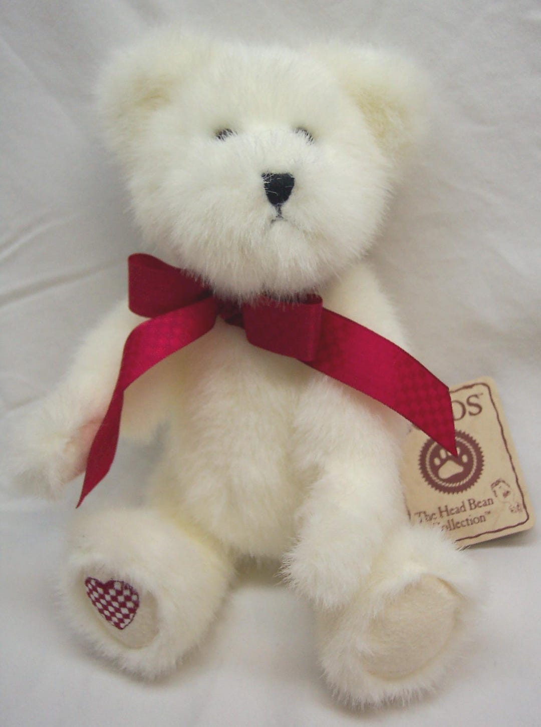 Vintage 2000 Boyds VALENTINO WHITE Teddy Bear W/ Bow & Heart 10" Plush ...