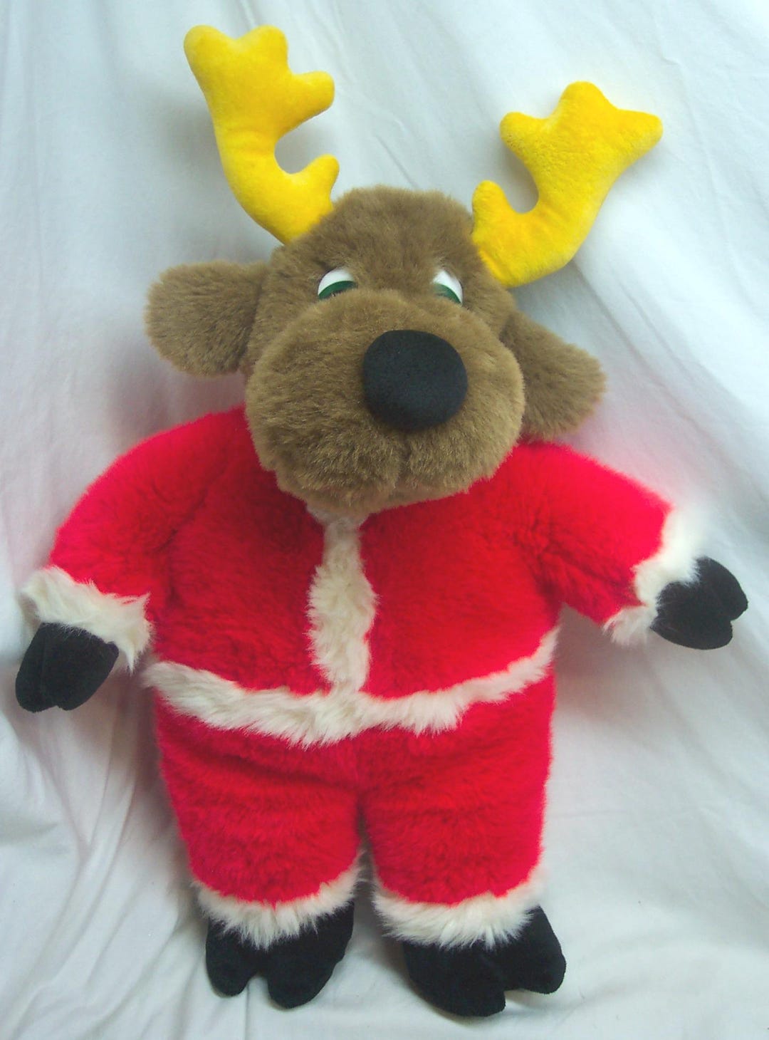 Vintage 1992 Gund HOLIDAY REINDEER in Santa Claus Suit 22" Plush ...