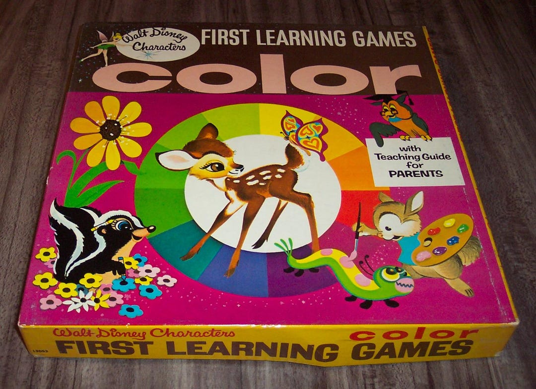 Antique 1969 Walt Disney Characters First Learning Games COLORS Board ...