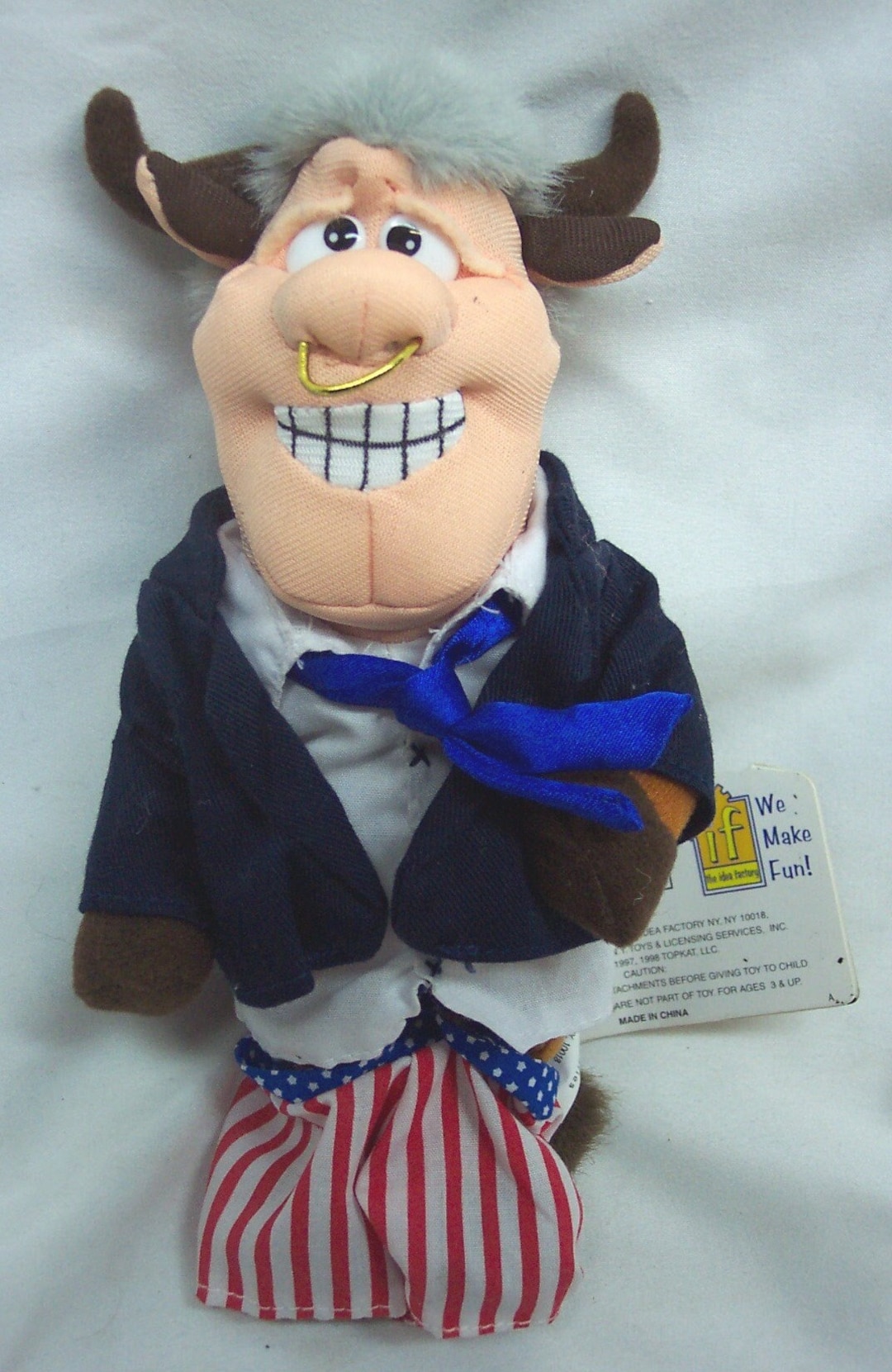Vintage 1998 Infamous Meanies BILL BULL CLINTON 8" Bean Bag Stuffed ...