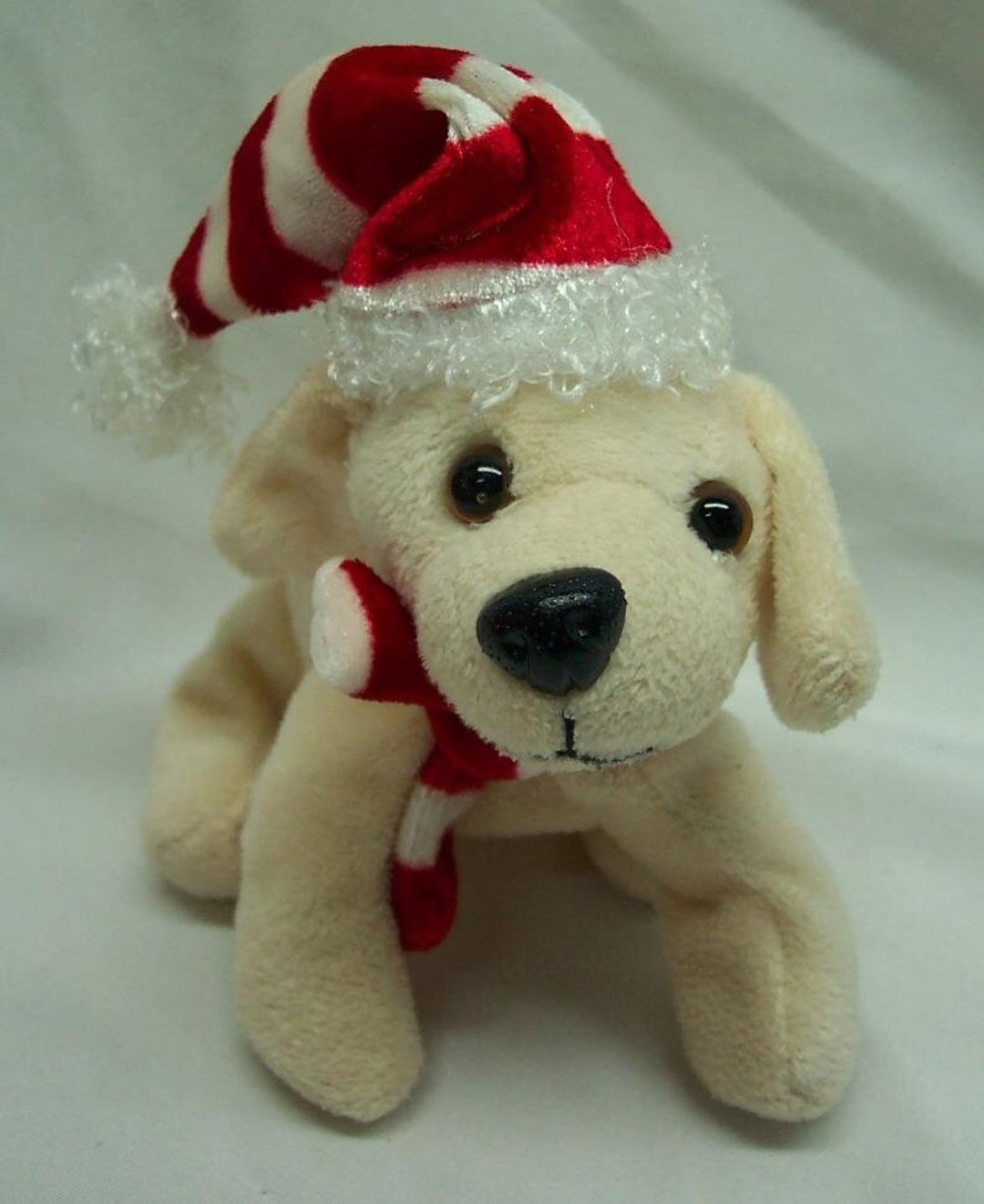 YELLOW LAB Puppy Dog in Scarf and Santa Hat Plush Stuffed Animal Toy ...