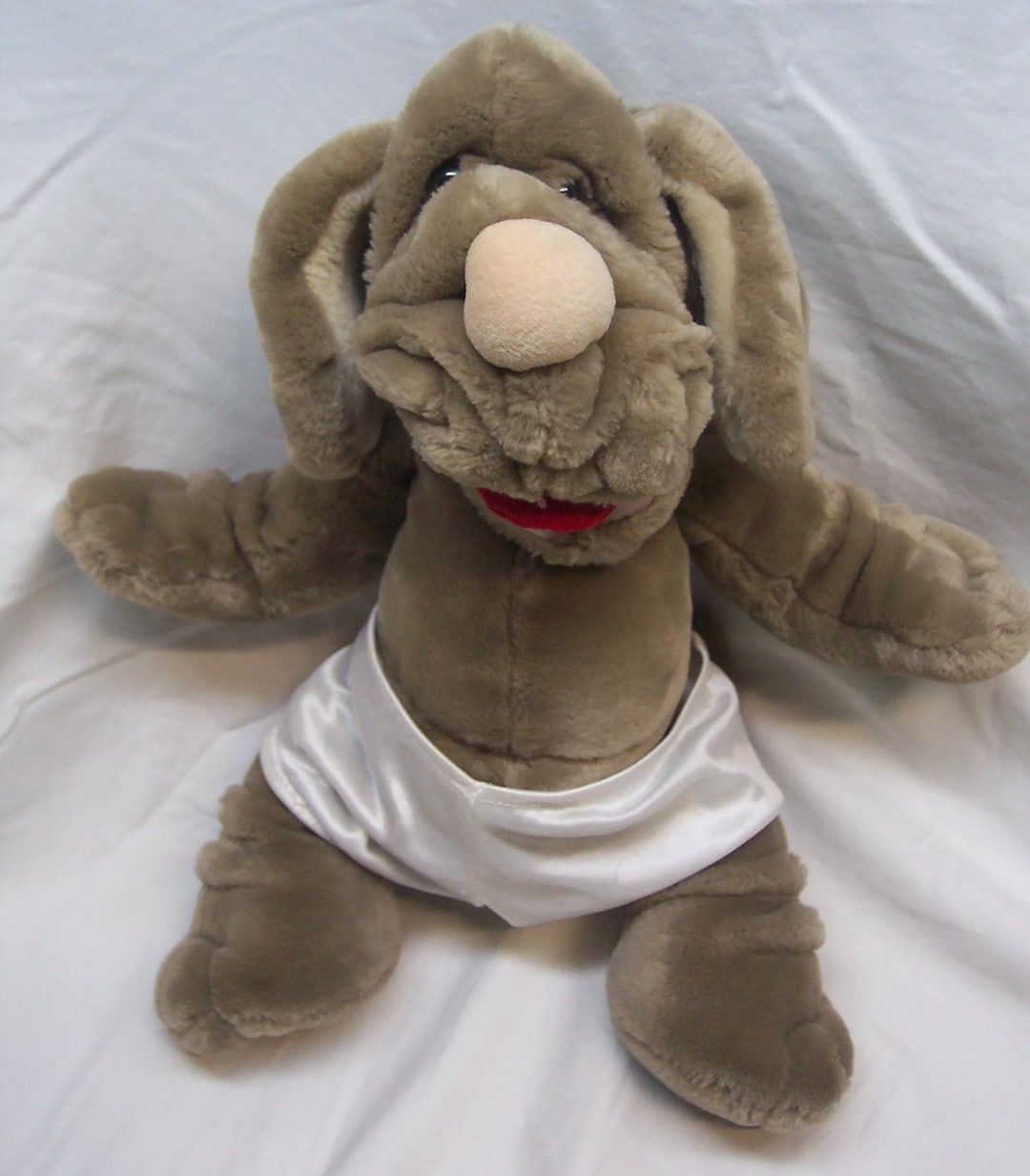 Vintage Ganz 1981 WRINKLES THE DOG in Overalls Hand Puppet 15" Plush ...