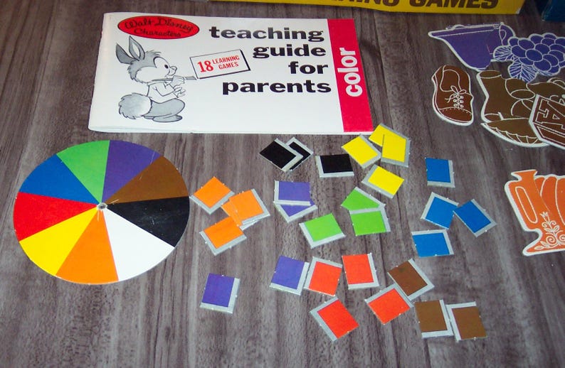 Antique 1969 Walt Disney Characters First Learning Games COLORS Board ...