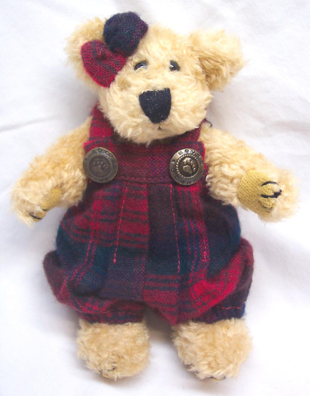 Vintage 1997 Boyds Girl Teddy Bear With Plaid Outfit 6" Plush Stuffed ...
