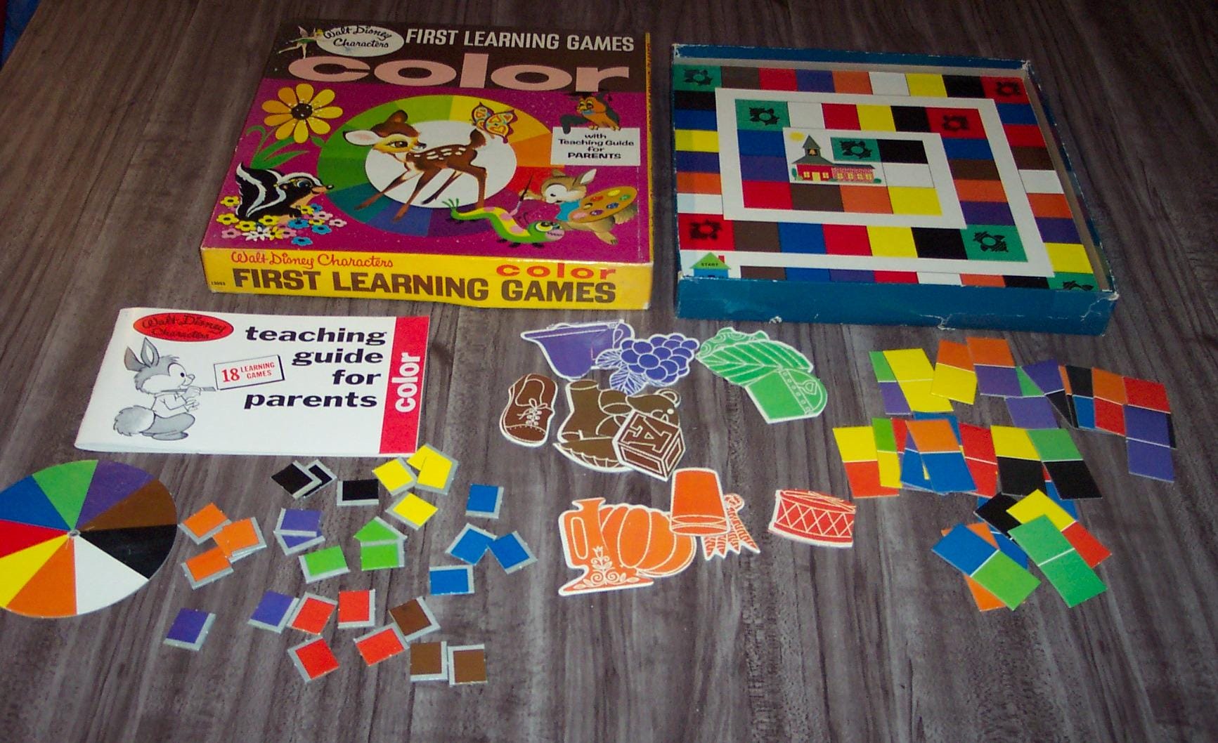 Antique 1969 Walt Disney Characters First Learning Games COLORS Board ...