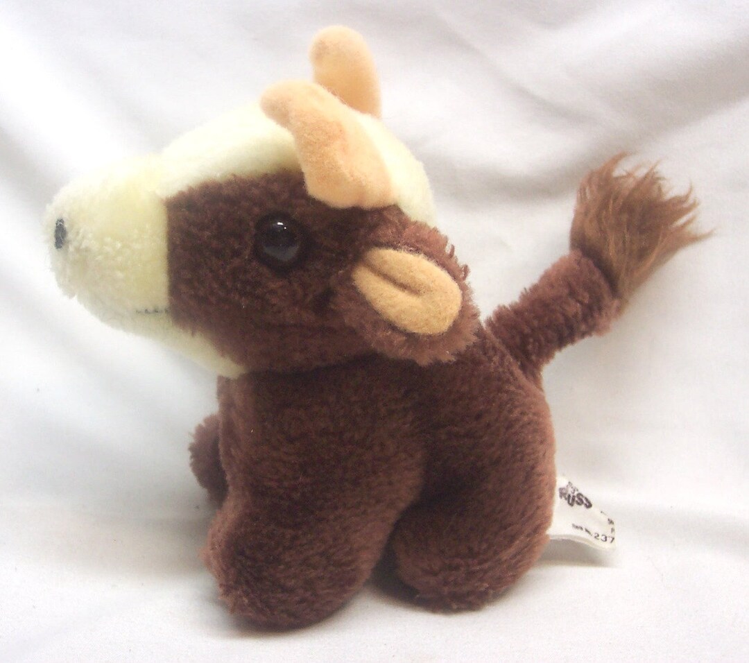 Vintage 1980's RUSS Wallace and Berrie Brown and White COW 5" Plush ...