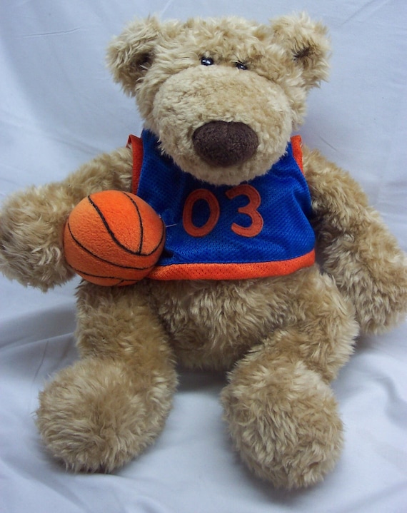 Vintage Gund Pottery Barn Kids BASKETBALL CLANCY Teddy Bear 15 Plush Stuffed Animal Toy 1990 s Etsy UK