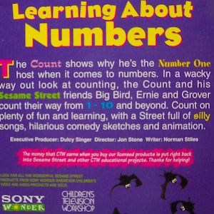 Vintage Sesame Street Sesame Street LEARNING ABOUT NUMBERS Vhs Video ...