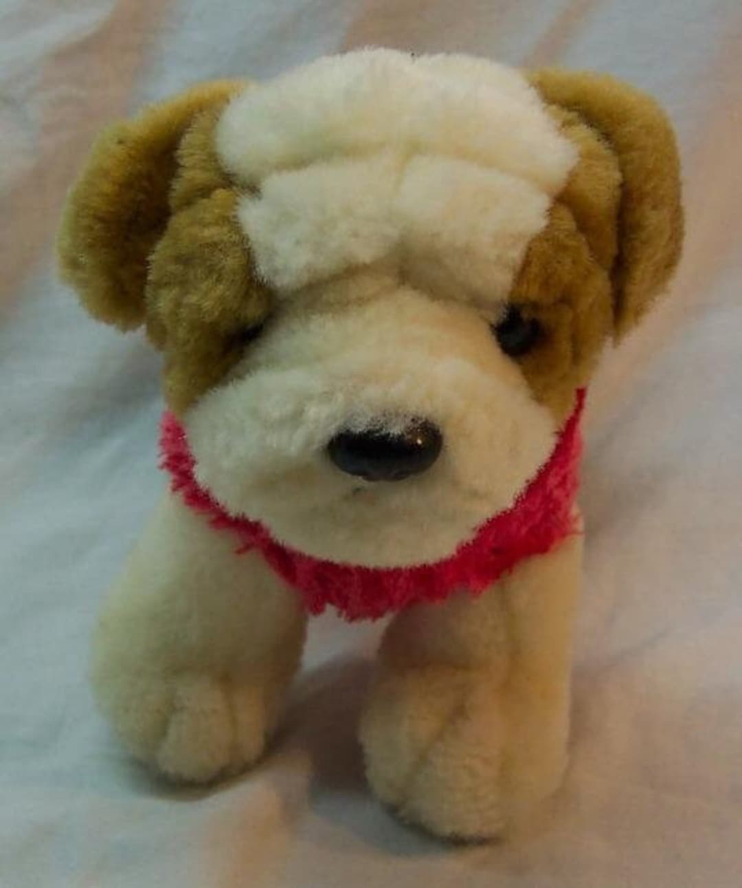 Vintage Animal Alley SOFT White and Tan PUPPY DOG in Pink Coat 6" Plush ...