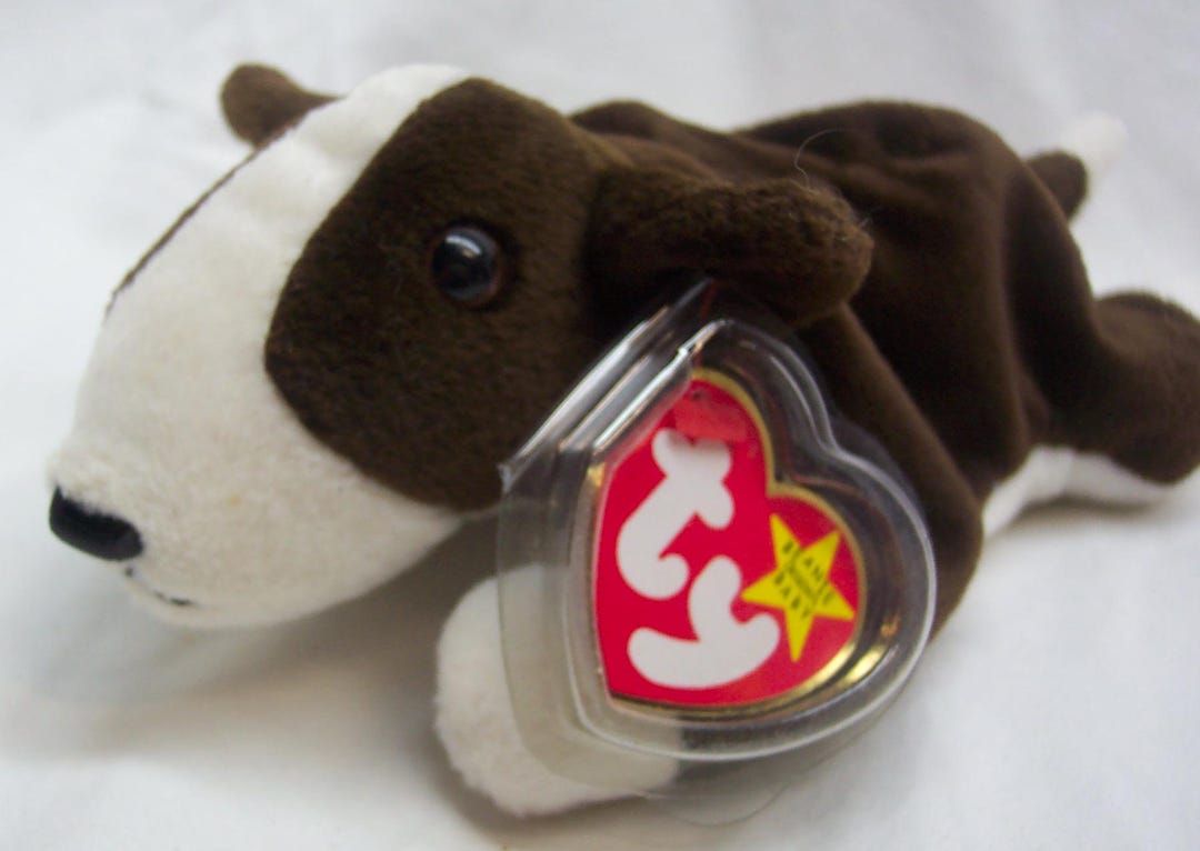 Vintage TY Beanie Baby BRUNO the Bull Terrier Dog 8" Bean Bag Stuffed ...