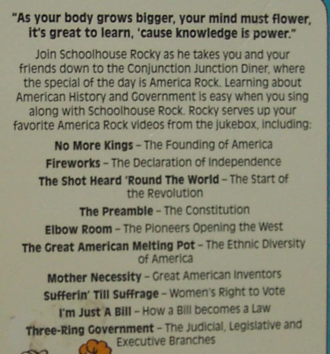Vintage School House Rock AMERICA ROCK Vhs Video 1995 - Etsy