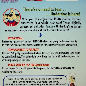 Vintage UNDERDOG Vs RIFF RAFF 1960s Cartoon Vhs Video 2000 Remastered ...