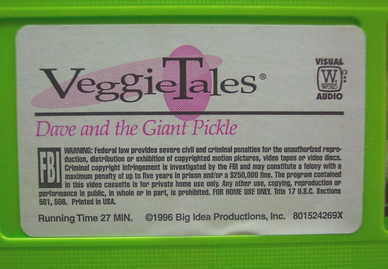 Vintage 1996 VEGGIE TALES Veggietales Dave and the Giant Pickle A ...