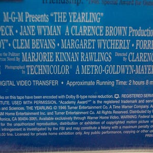 Vintage THE YEARLING 1946 Movie VHS Video New Gregory Peck - Etsy