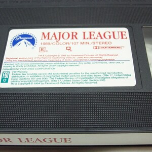 Vintage 1989 MAJOR LEAGUE VHS Video Movie Baseball 1980's - Etsy