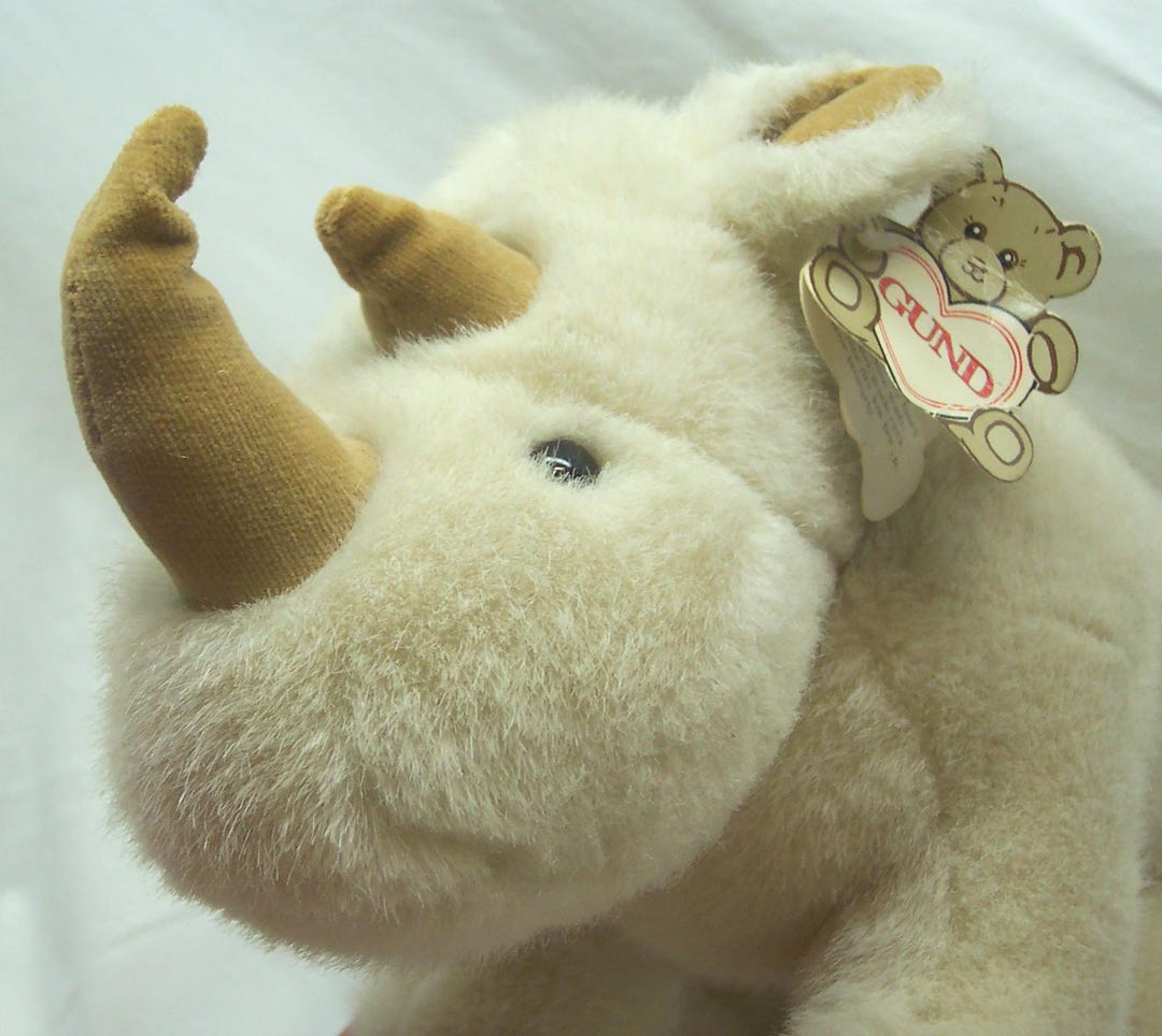 Vintage 1988 GUND SHERMAN RHINO Rhinoceros 14" Plush Stuffed Animal Toy ...