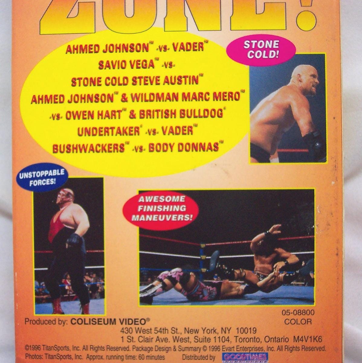 Vintage 1996 WWF WWE Action Zone Vhs Video 1990's Wrestling Stone Cold ...