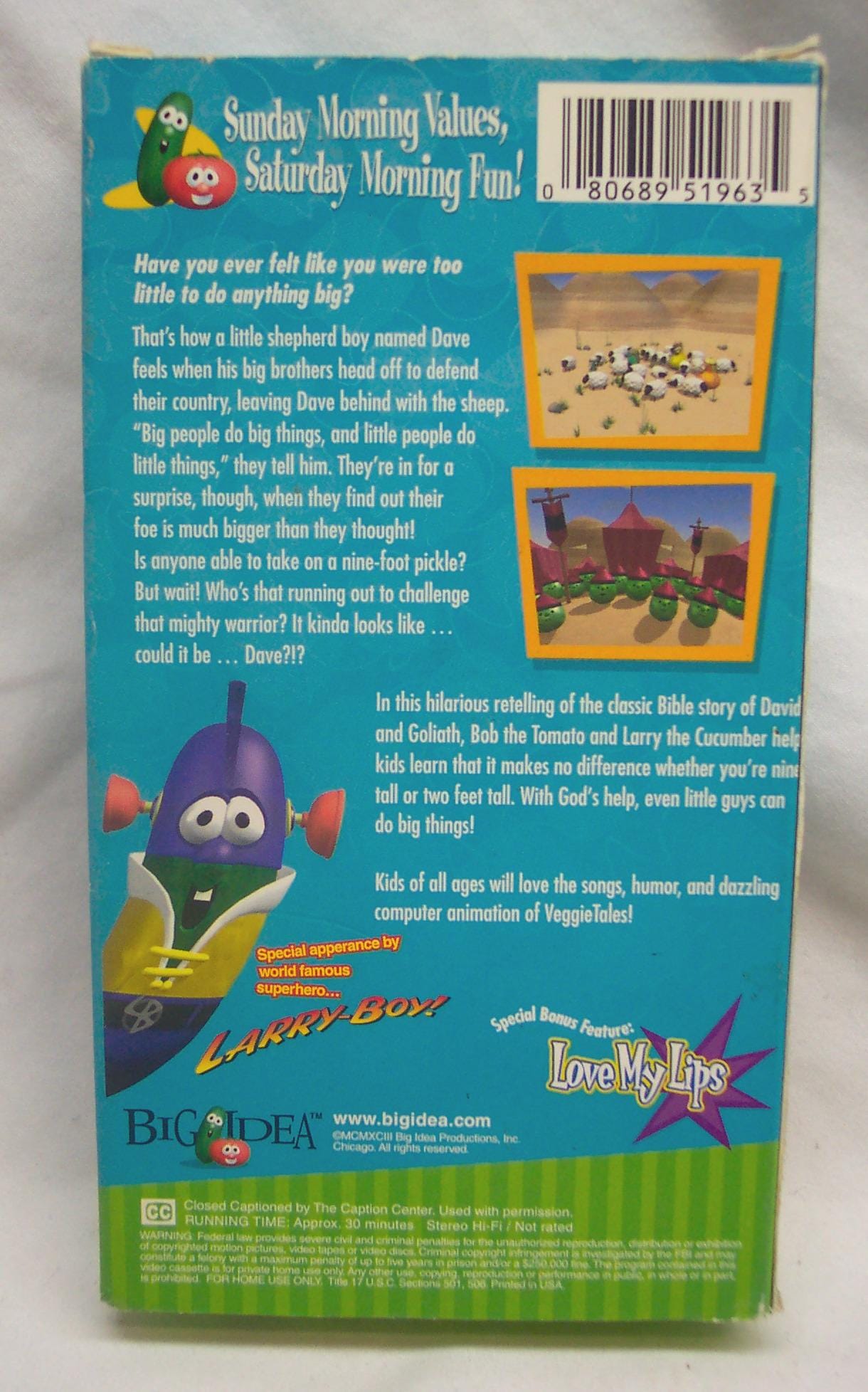 Vintage 1996 VEGGIE TALES Veggietales Dave and the Giant Pickle A ...