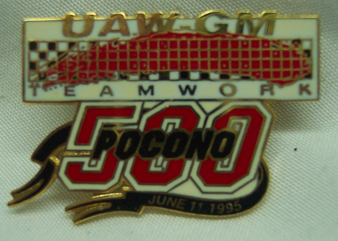 Vintage 1995 POCONO 500 Nascar Cup Racing Pin UAW GM Teamwork Jewelry ...