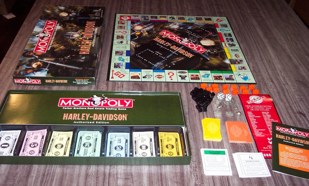Vintage 1997 HARLEY-DAVIDSON Motorcycles Monopoly Board Game Complete ...
