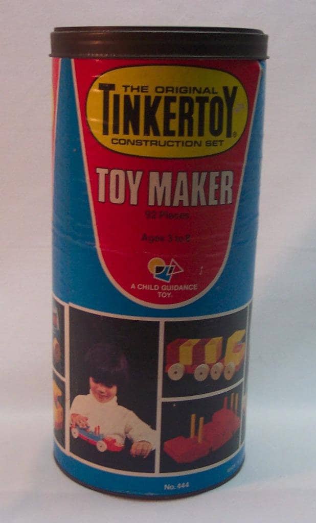 ANTIQUE Wooden Vintage the Original TINKERTOY CONSTRUCTION Building Toy Set W/ Can 115 Pieces - Etsy