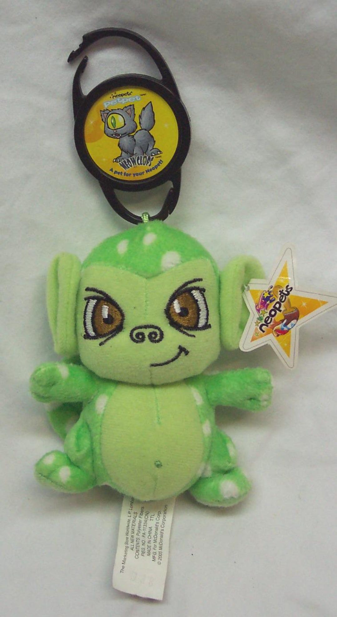 Vintage Neopets GREEN SPECKLED MYNCI Neopet 4" Plush Stuffed Animal Toy ...