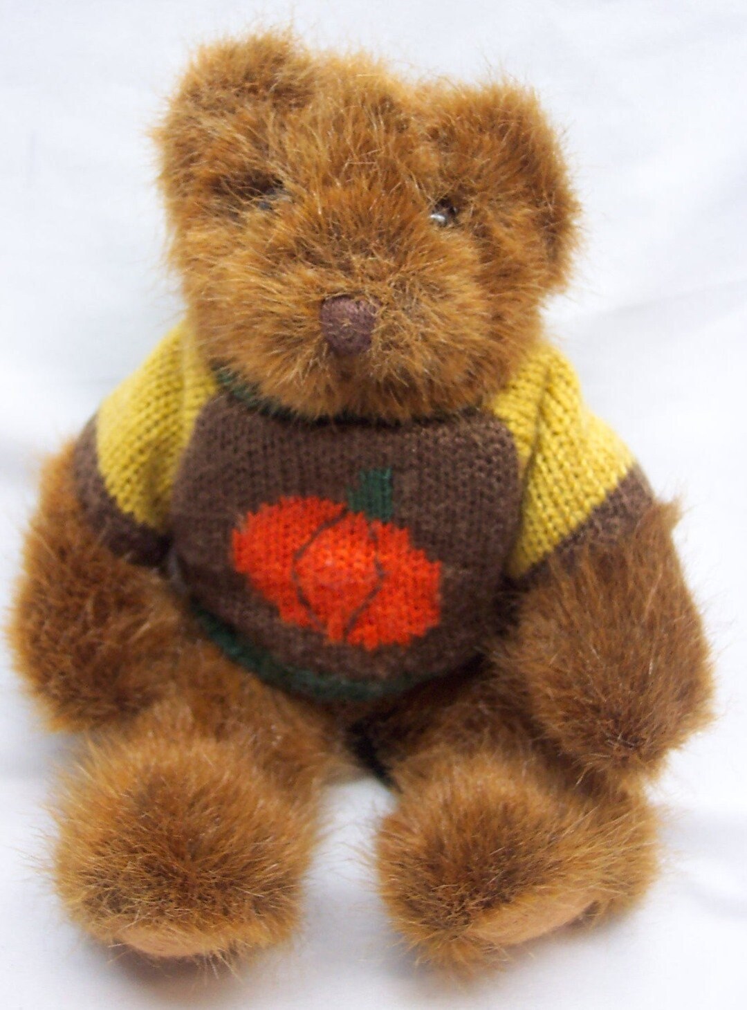 Vintage Russ PICKERING TEDDY BEAR With Pumpkin Sweater 5" Plush Stuffed ...
