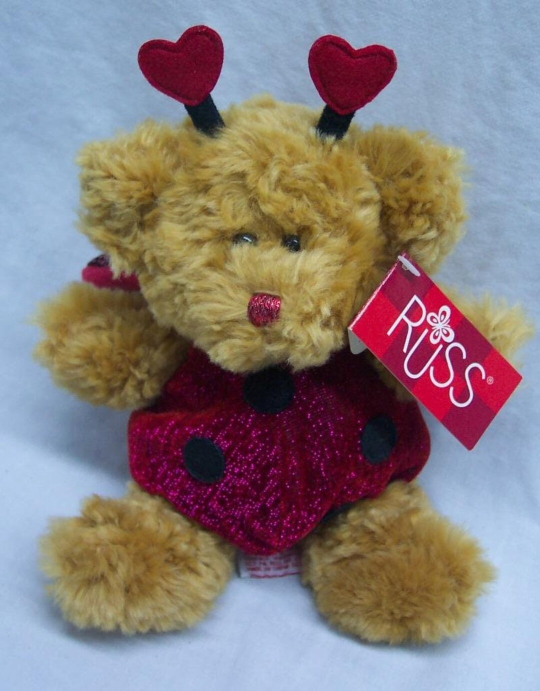 Vintage Russ Love Bugs LOVEYBUG TEDDY BEAR as Ladybug 7" Plush Stuffed ...