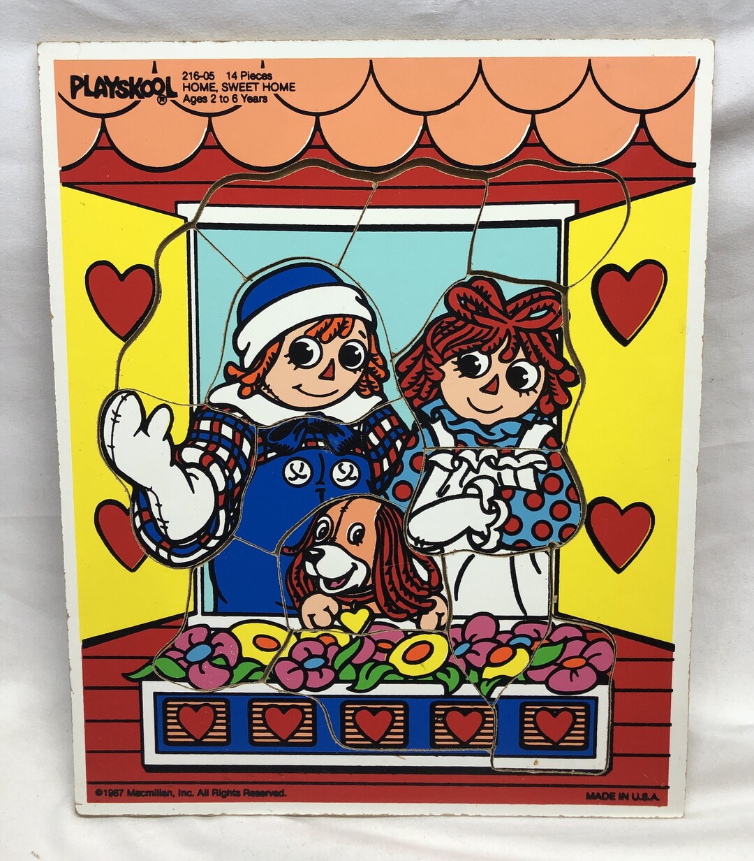 Vintage 1987 RAGGEDY ANN and ANDY Home Sweet Home Wooden Frame Tray ...