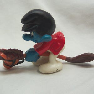 Vintage 1980 Schleich the Smurfs Jockey Smurf HOBBY HORSE PVC Toy ...