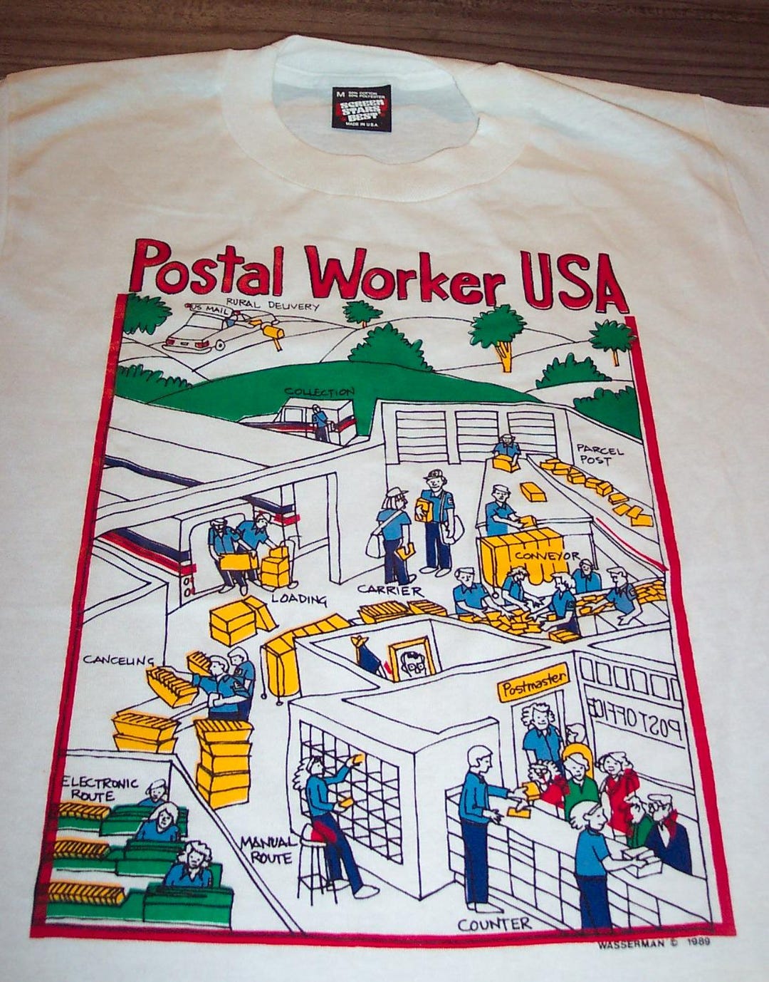 RARE Vintage 1989 USPS United States Postal Service USA T-shirt Mens ...