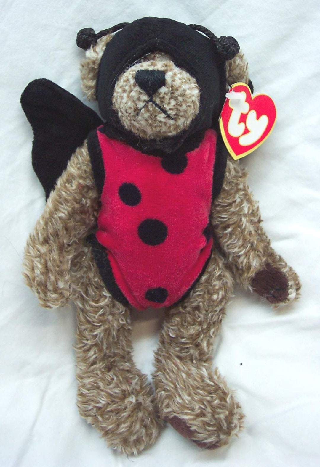 Vintage TY Attic Treasures BUGSY Teddy Bear With Yellow Flowers 8" Bean ...