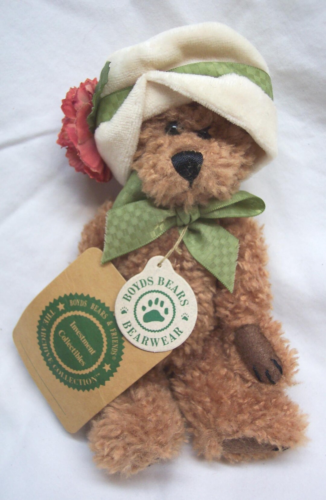 Vintage 1998 Boyds Archive Collection Tan TEDDY BEAR With Flower Hat 7 ...