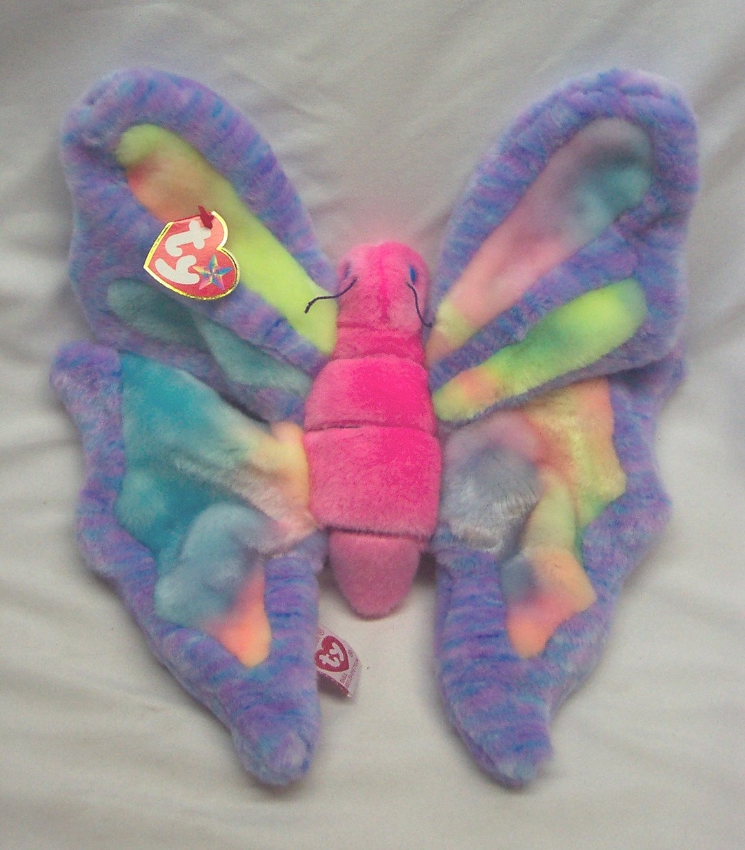 Vintage TY Teenie Beanie Pink & Purple FLITTER BUTTERFLY 5" Plush ...