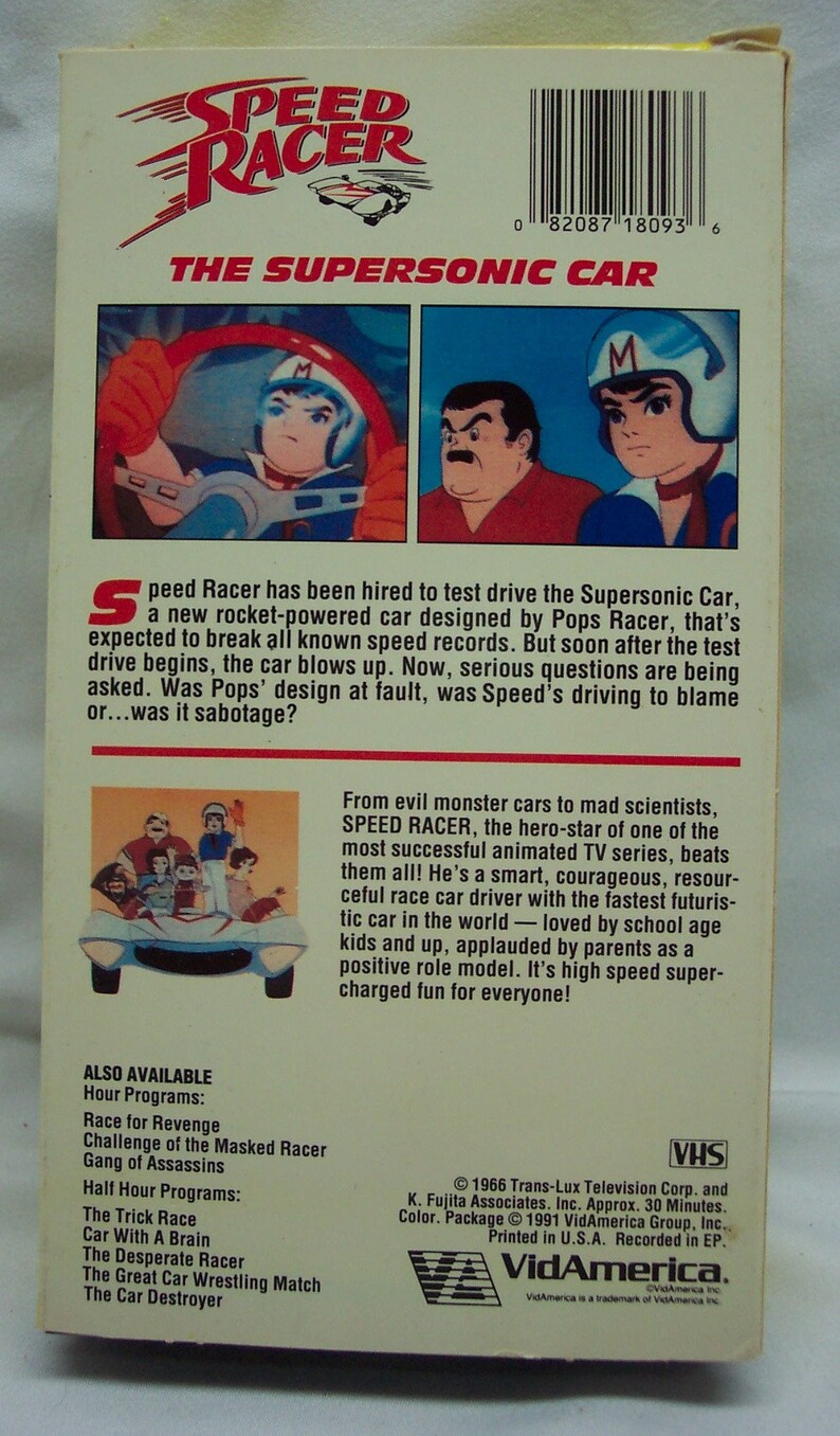 Vintage 1991 SPEED RACER the Supersonic Car Animated Cartoon - Etsy