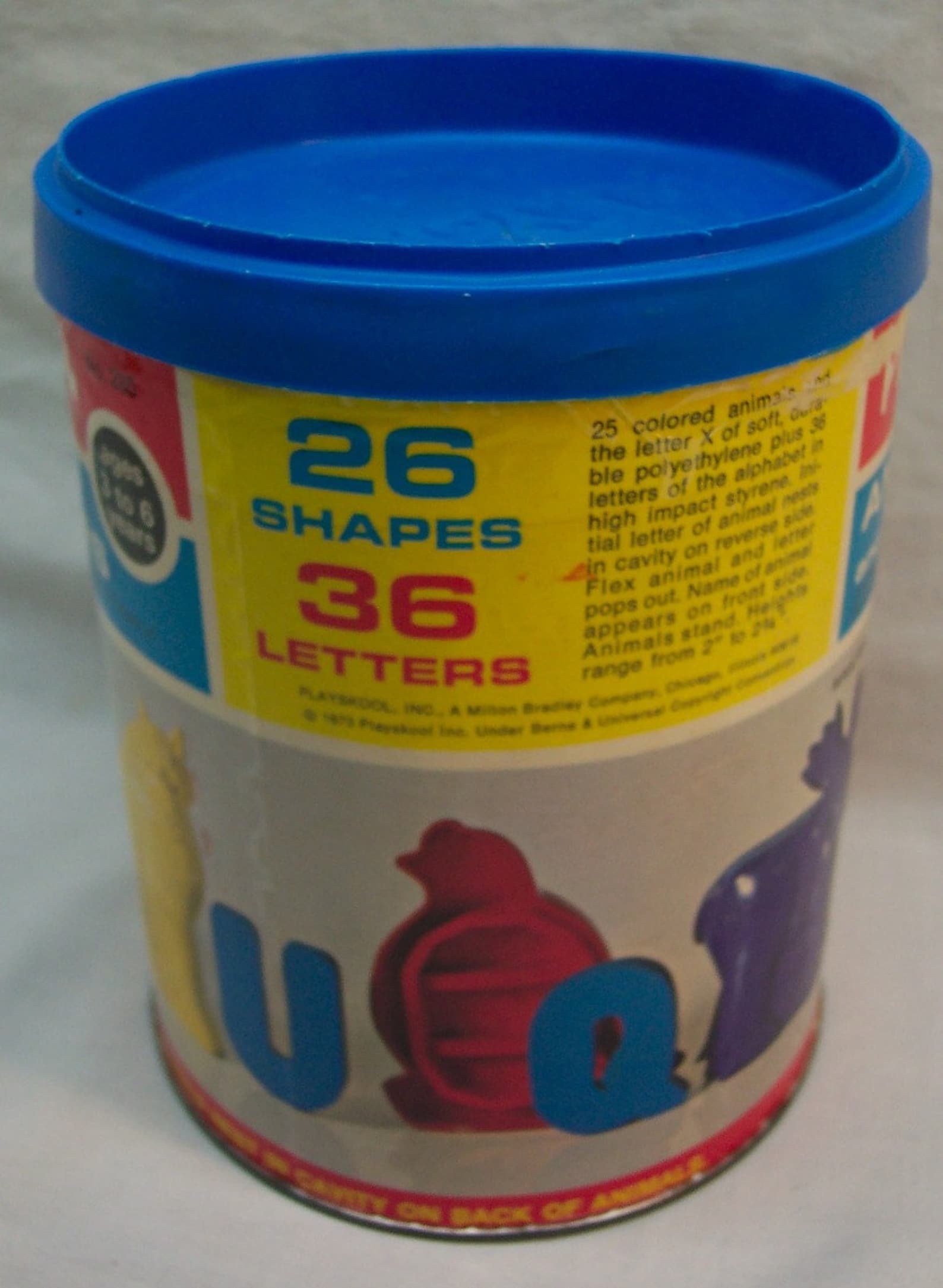 1973 Vintage Playskool ANIMALS AND LETTERS Toy Set W/ Can - Etsy