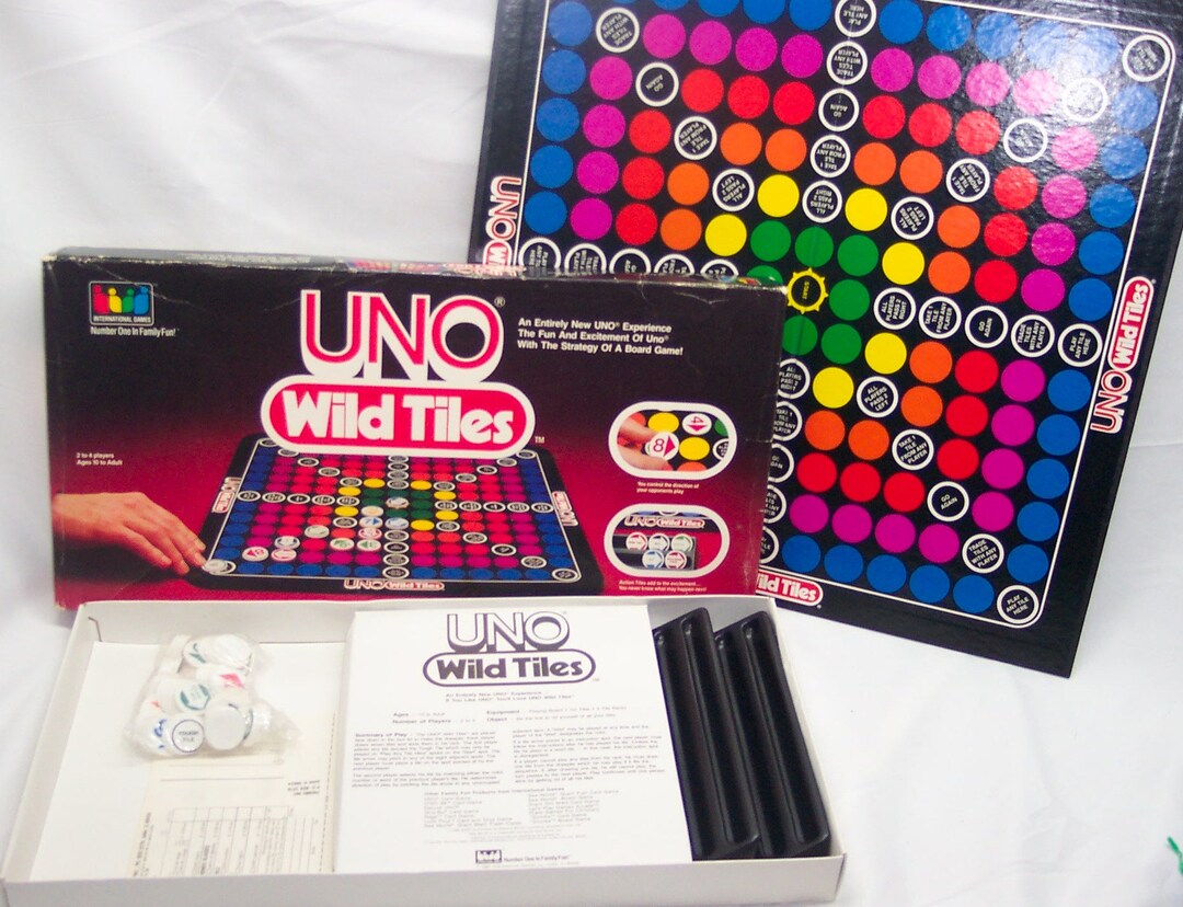 Vintage 1983 UNO WILD TILES Board Game Complete With Instructions 1980 ...