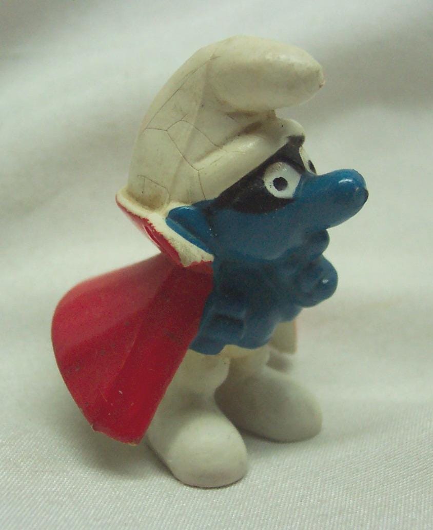Vintage 1982 Schleich the Smurfs SPY Super Hero Smurf PVC Toy Figure ...