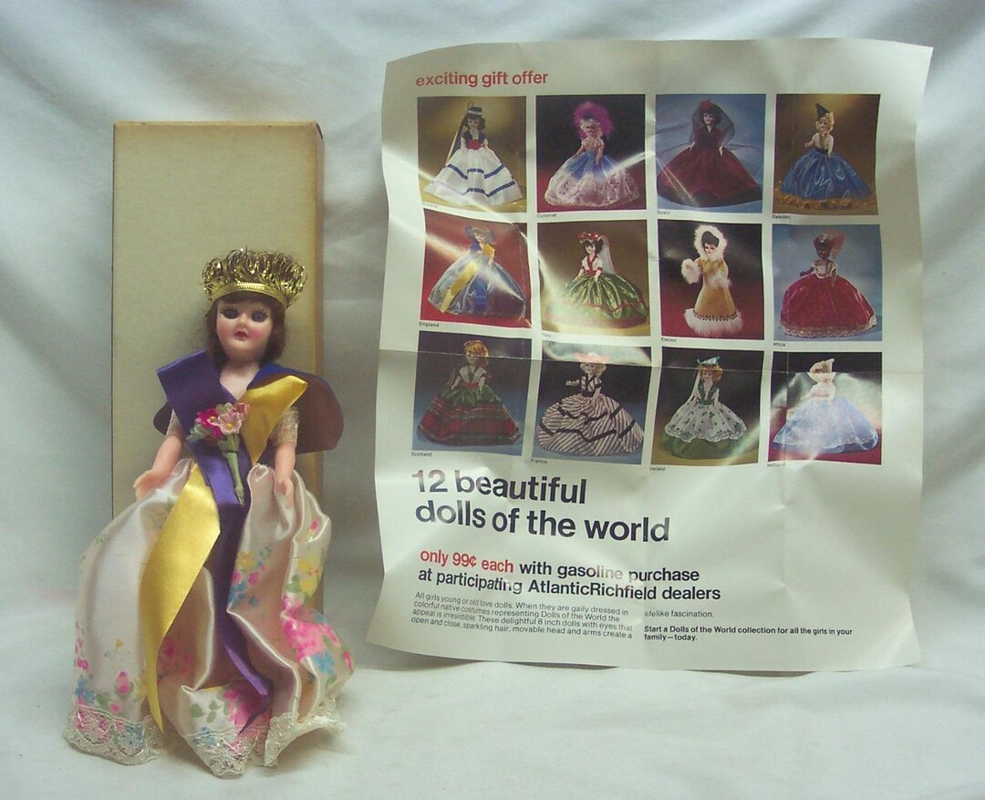 Vintage 1960's ARCO ENGLAND GIRL Dolls of the World 7'' Sleep Eyes New ...