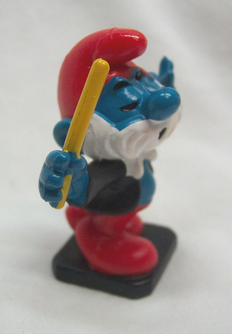 Vintage 1970's the Smurfs PAPA SMURF Conductor PVC Toy Figure Bully ...