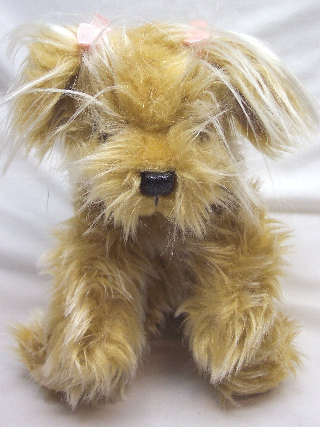 Vintage RUSS SPARKLE Tan Yorkie Terrier DOG W/ Pink Bows 7 Plush ...