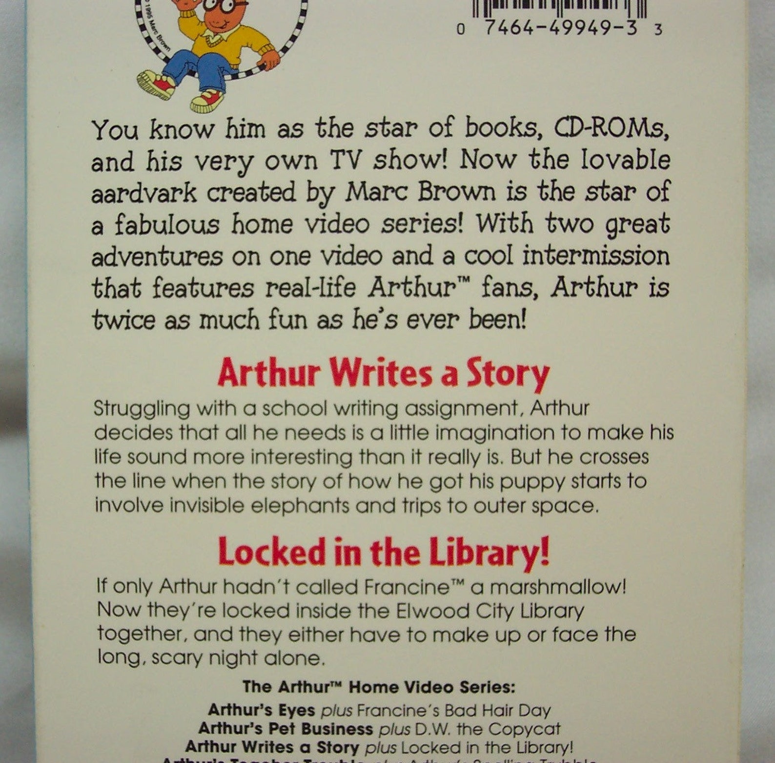Vintage 1999 Marc Brown ARTHUR Arthur Writes A Story Animated VHS Video ...