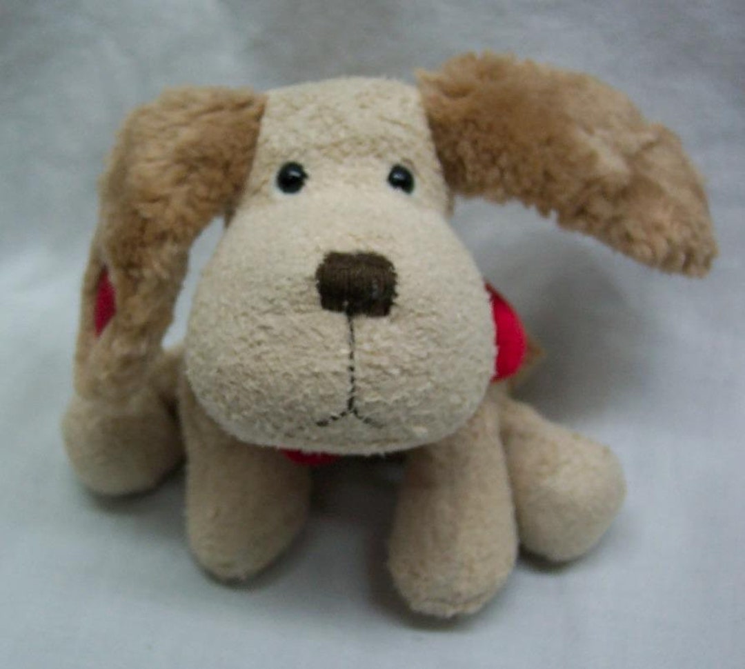 Vintage Russ Soft Tan JASPER DOG With Heart 4" Plush Stuffed Animal Toy ...