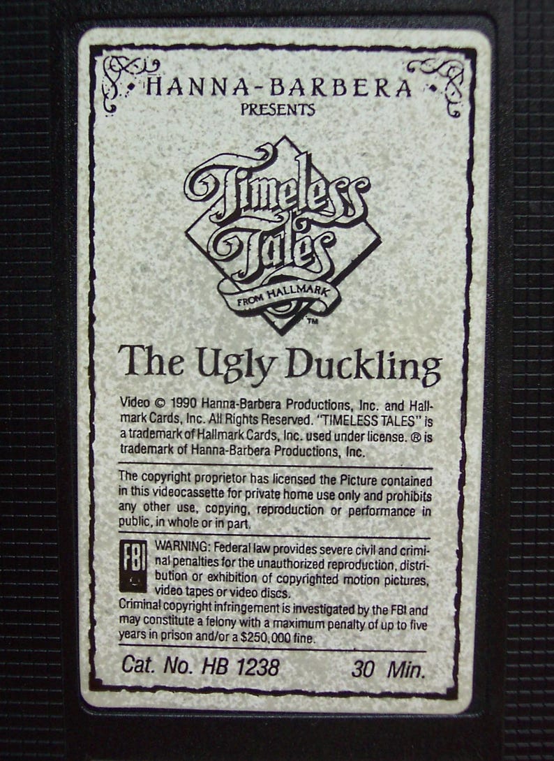 Vintage 1990 Hanna-barbera Timeless Tales THE UGLY DUCKLING Vhs Video ...