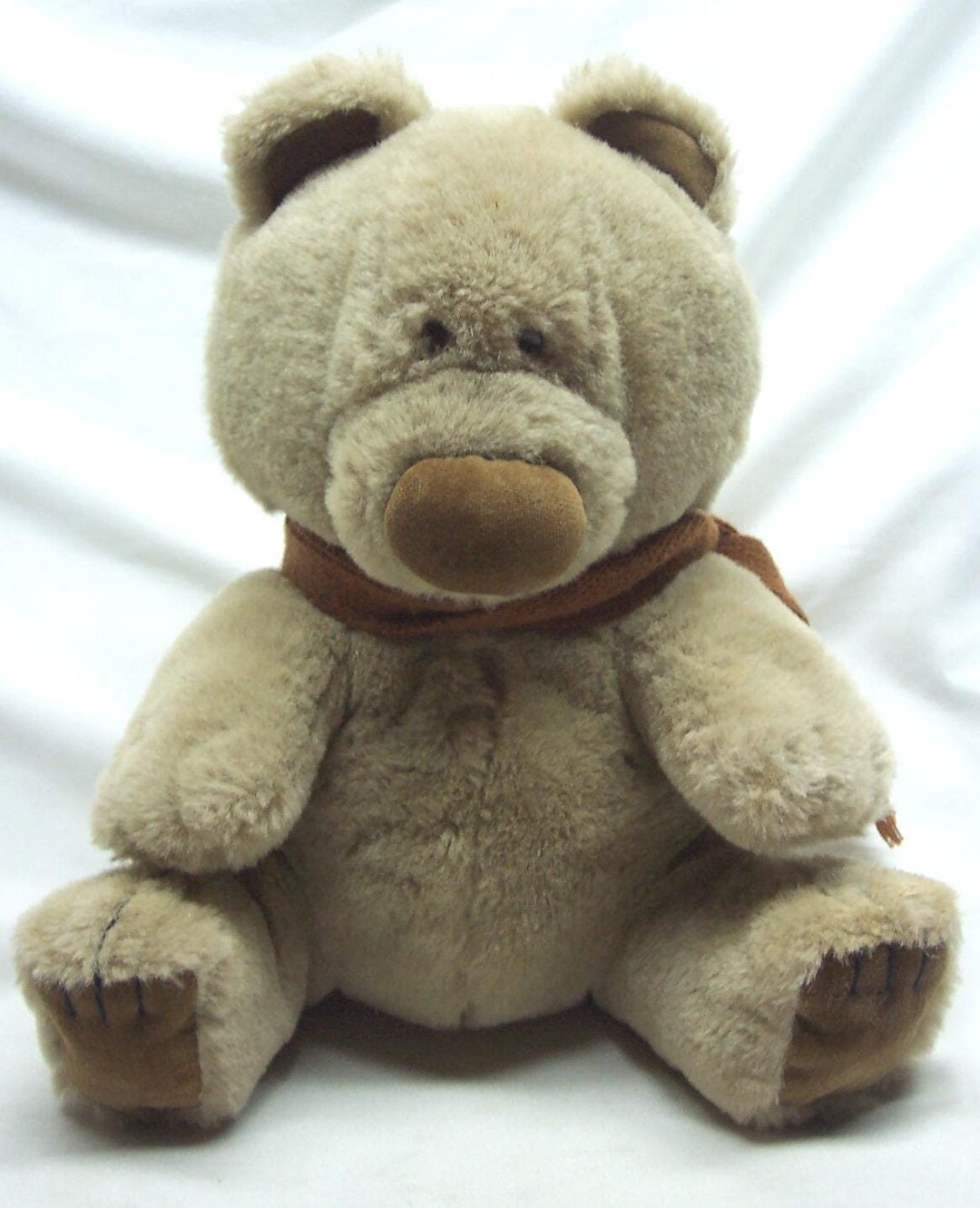 Vintage Dakin 1985 TAN TEDDY BEAR W/ Big Nose and Scarf 10" Plush ...