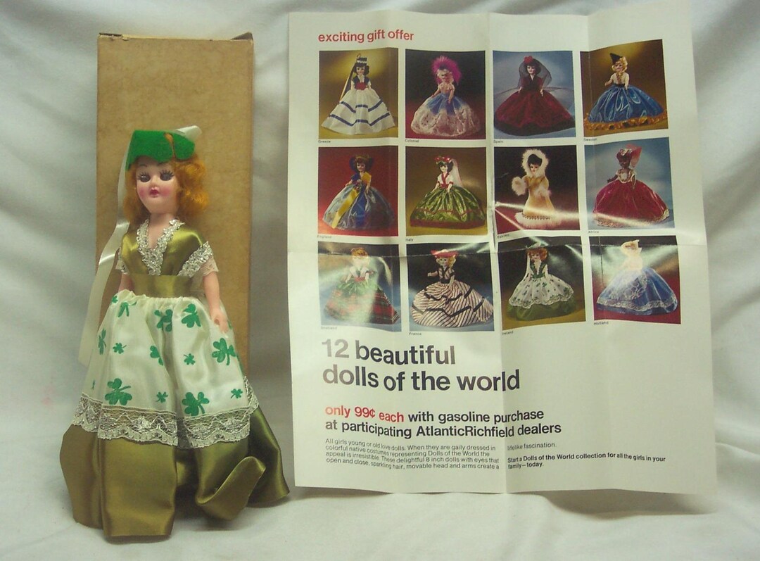 Vintage 1960's ARCO IRELAND Girl Dolls of the World 7'' Sleep Eyes New ...
